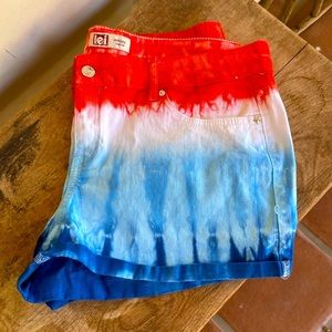 lei | Shorts | Tie Dye Red White Blue Patriotic Shorts Sz 7 New | Poshmark